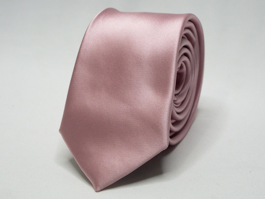 Blush Pink Satin Tie Dusty Pink Slim Necktie for Wedding Party ...