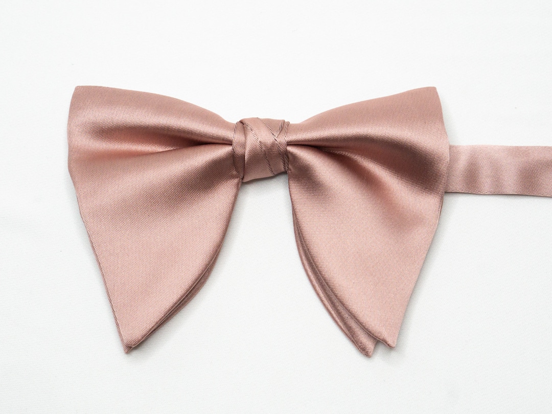 Blush Pink Satin Oversize Bow Tie Solid Dusty Pink Saki Style Bowtie ...