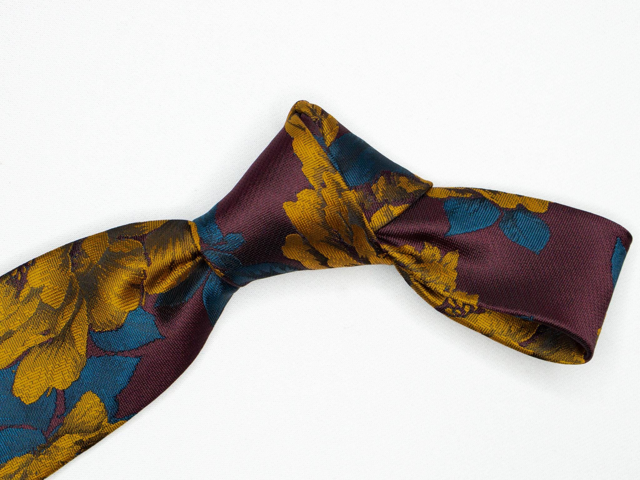 Burgundy Floral Tie Copper Flower Tie Men's Maroon Wedding Tie Floral ...