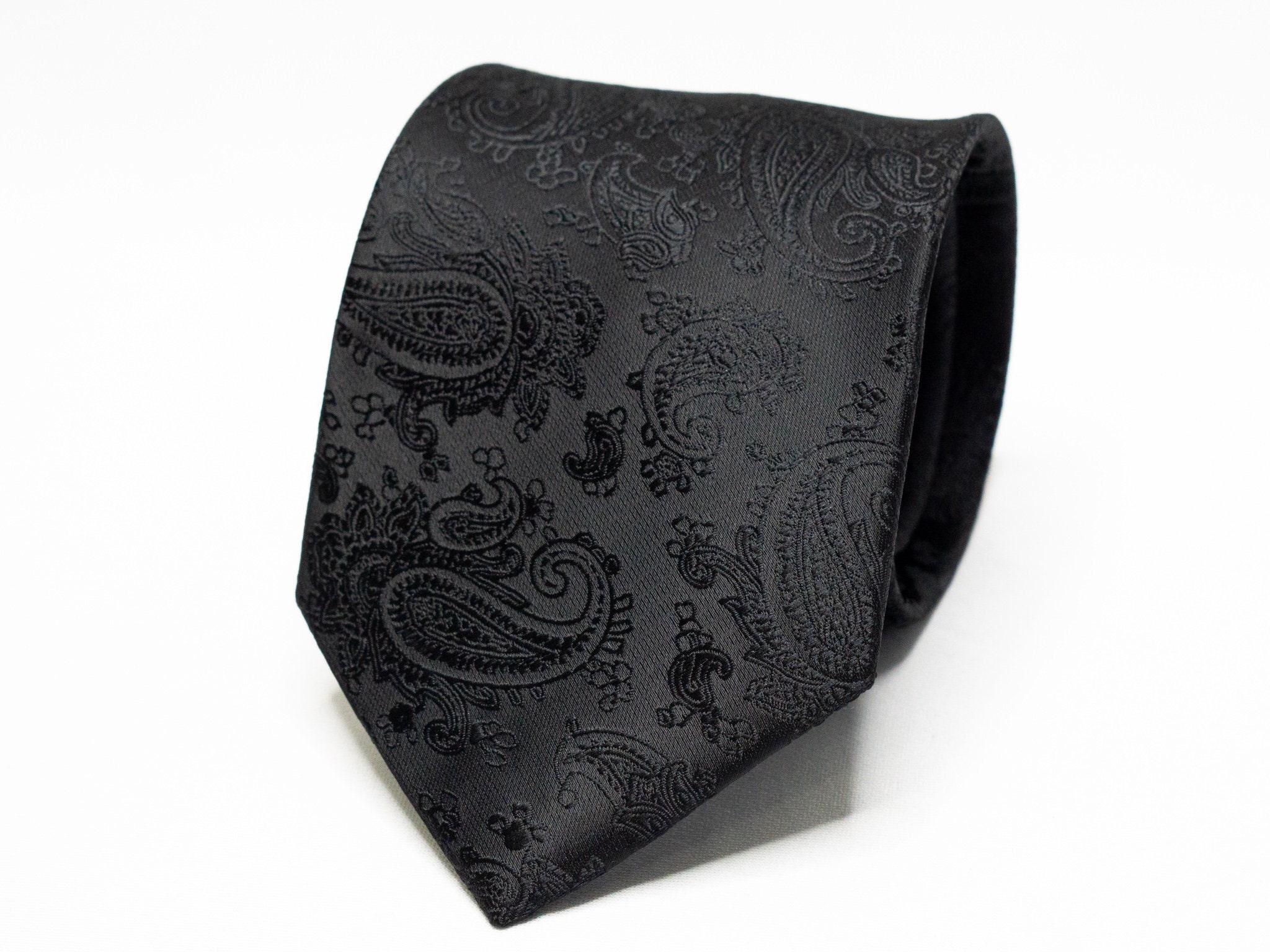 Black on Black Tie Black Paisley Pattern Tie for Men Groom - Etsy Canada