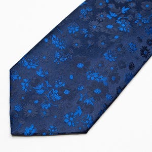 Navy Blue Floral Tie Mens Navy Blue Tie Blue Wedding Tie Groomsmen Navy ...