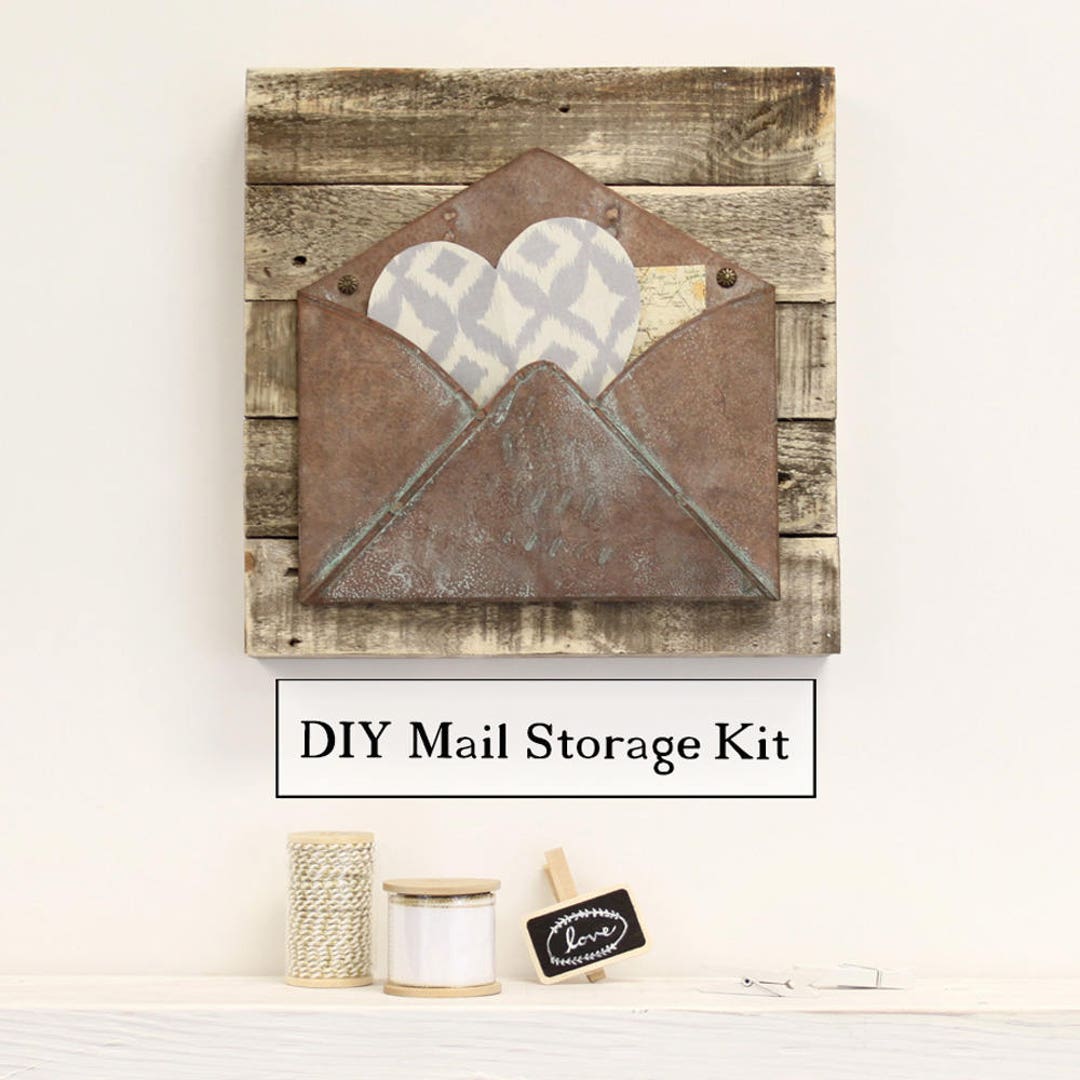 DIY Kit - Mail Organizer - Reclaimed Wood Shadow Box With Copper Metal ...
