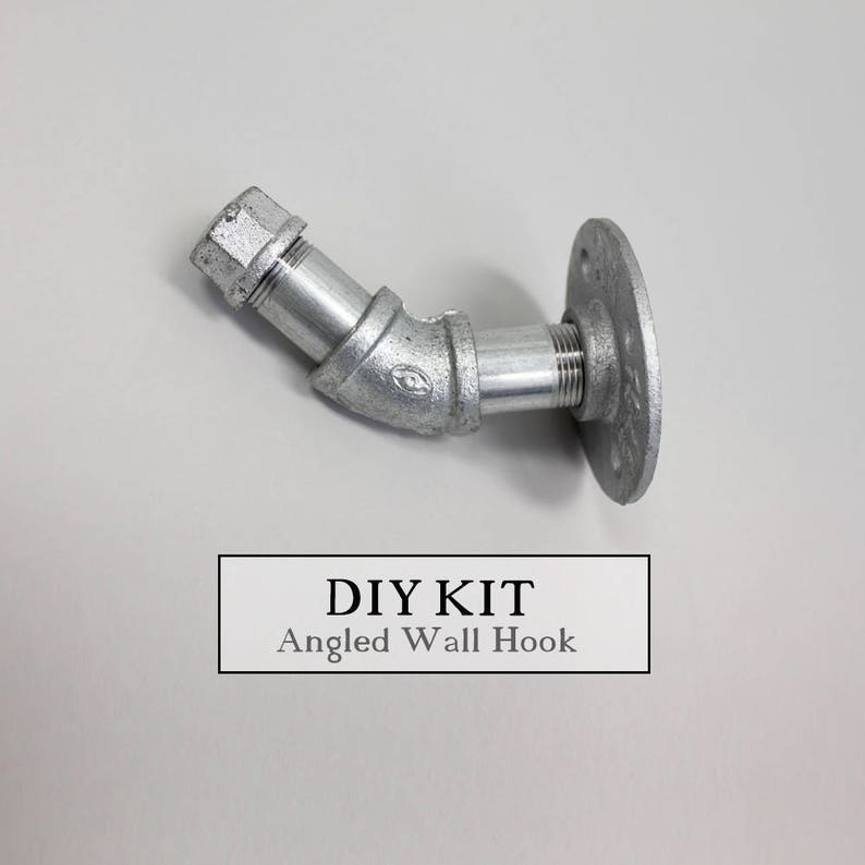 DIY Industrial Pipe Hardware Angled Wall Hook Kit | Etsy