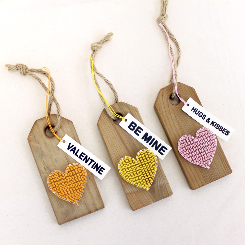 DIY Heart String Art Kit Three Large Wood Hanging Tags | Etsy
