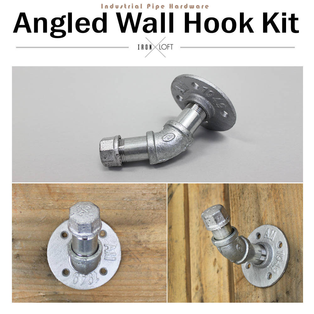 DIY Industrial Pipe Hardware Angled Wall Hook Kit | Etsy
