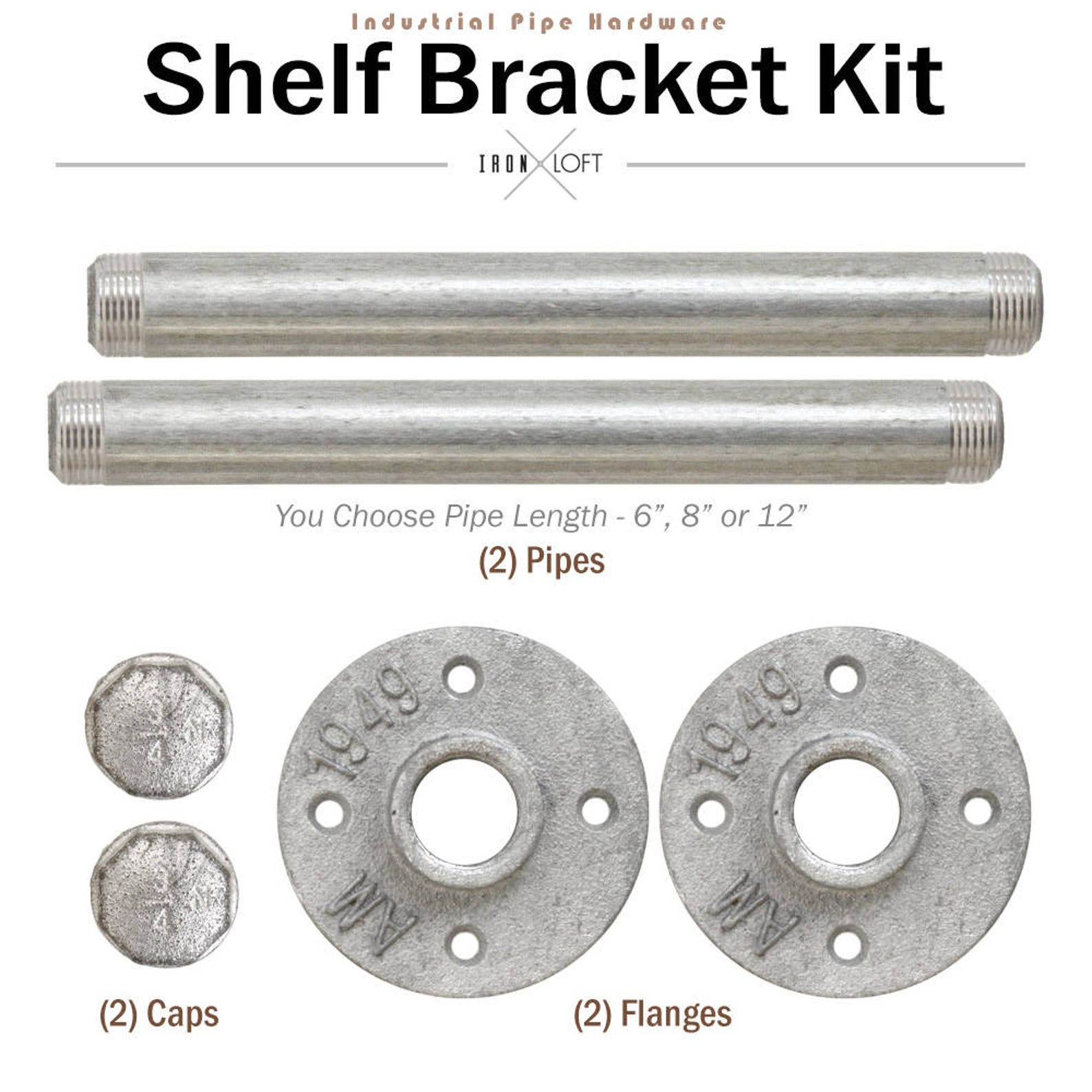 Industrial Pipe Hardware Shelf Bracket Kit - Etsy