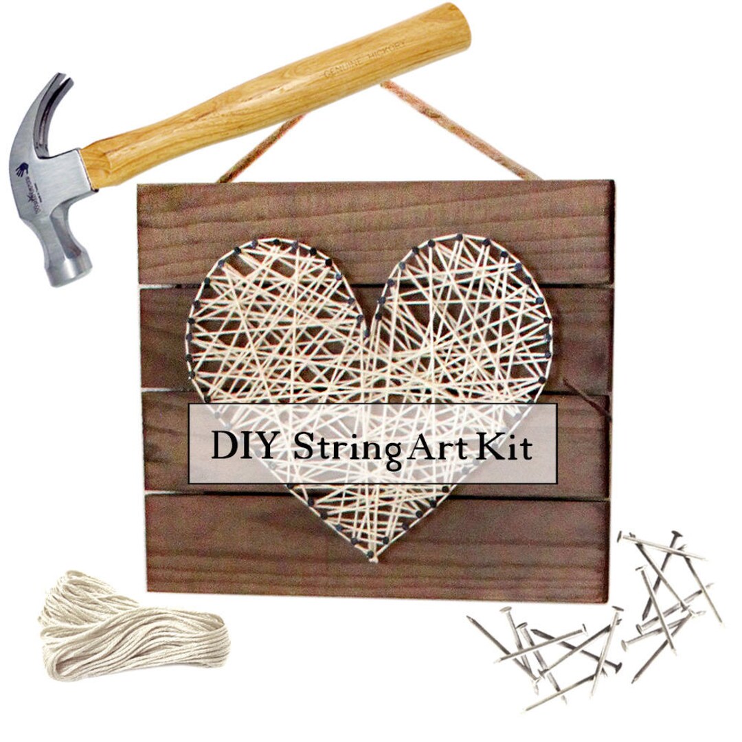 DIY Heart String Art 12x14” Pallet Sign Home Decor Kit - Etsy