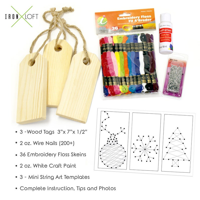 DIY Christmas String Art Kit Large Wood Tag -snowflake, Tree, Ornament ...