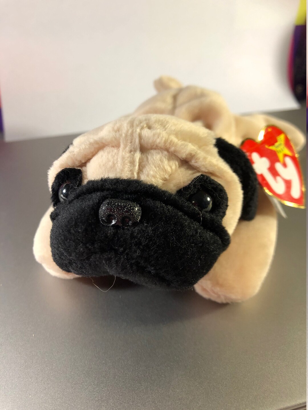 Beanie Baby Pugsly. Beige Pug With Black Ears, Eyes, Nose, and Muzzle ...
