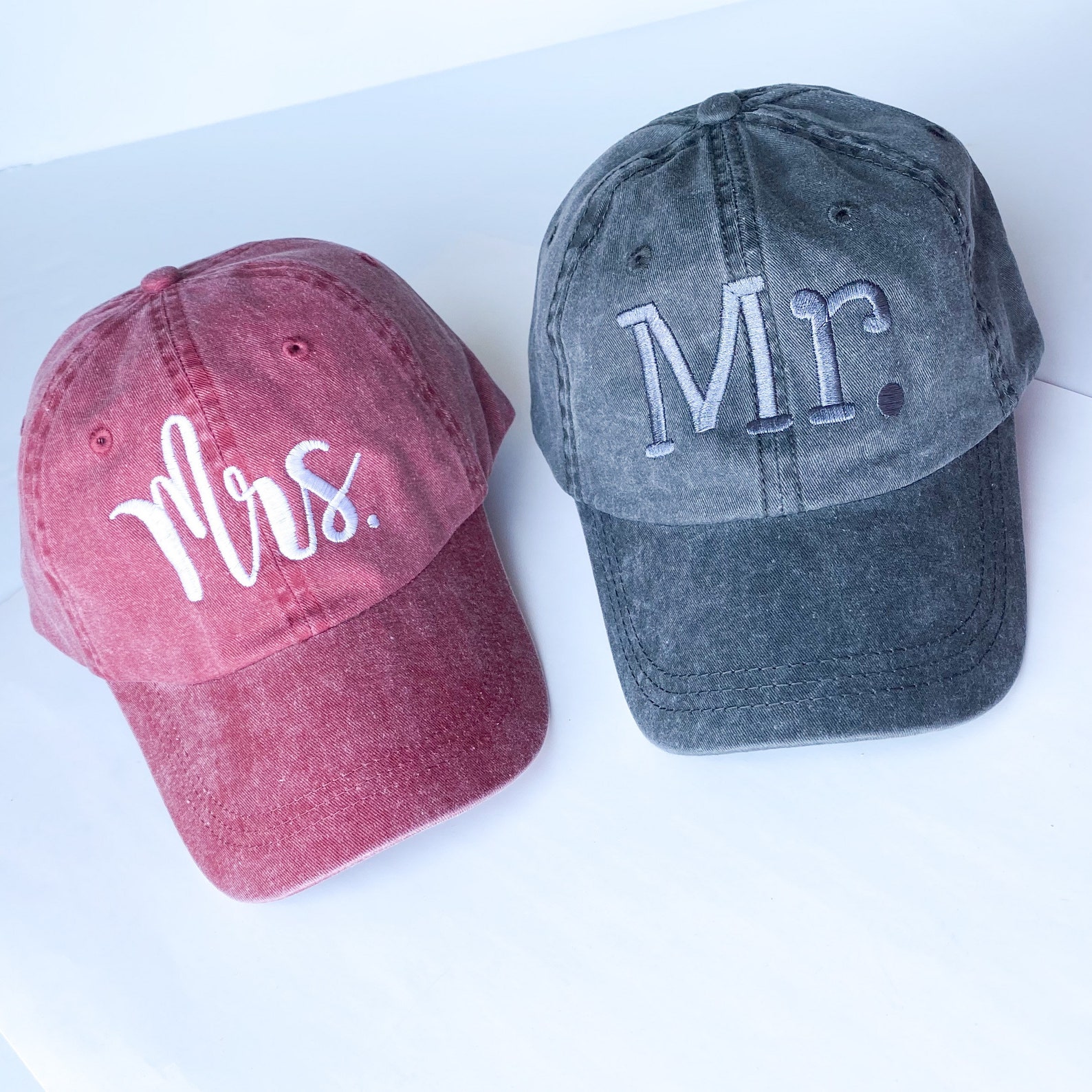 Mr. and Mrs. Hat Set, Personalized Newlywed Gift, Couples Dad Hats ...