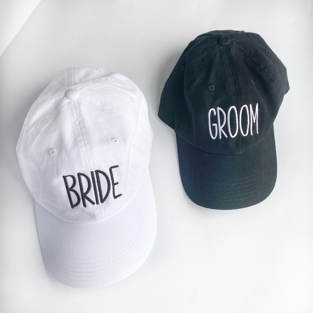 Bride & Groom Hat Set, Personalized Engagement Gift, Couples Hats ...
