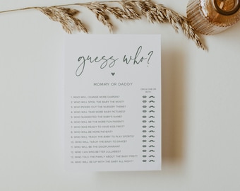 Baby Shower Game Guess Who Mom or Dad Shower Game for Baby Party Game ...