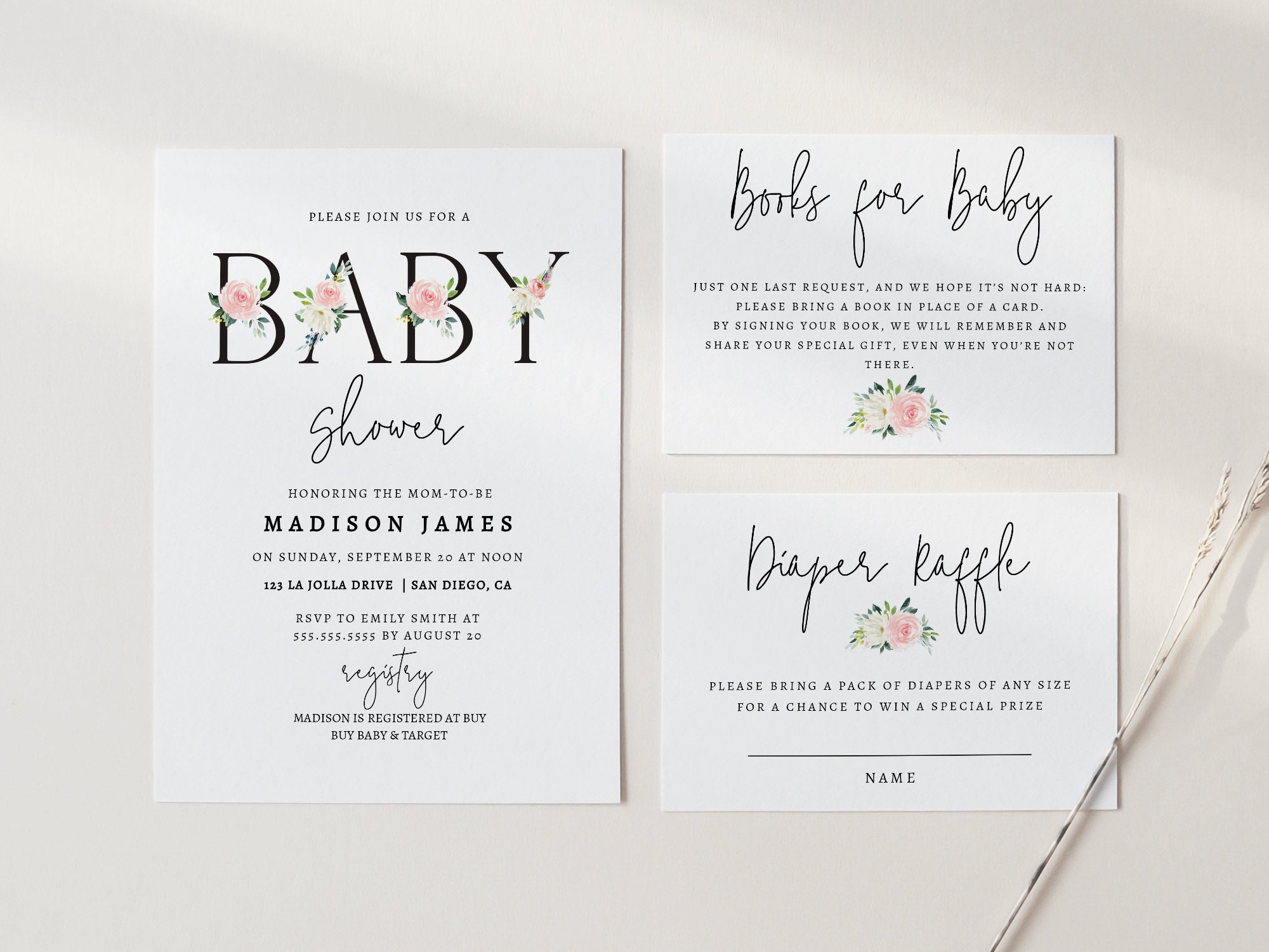 Floral Baby Shower Invitation Couples Baby Shower Invitation | Etsy