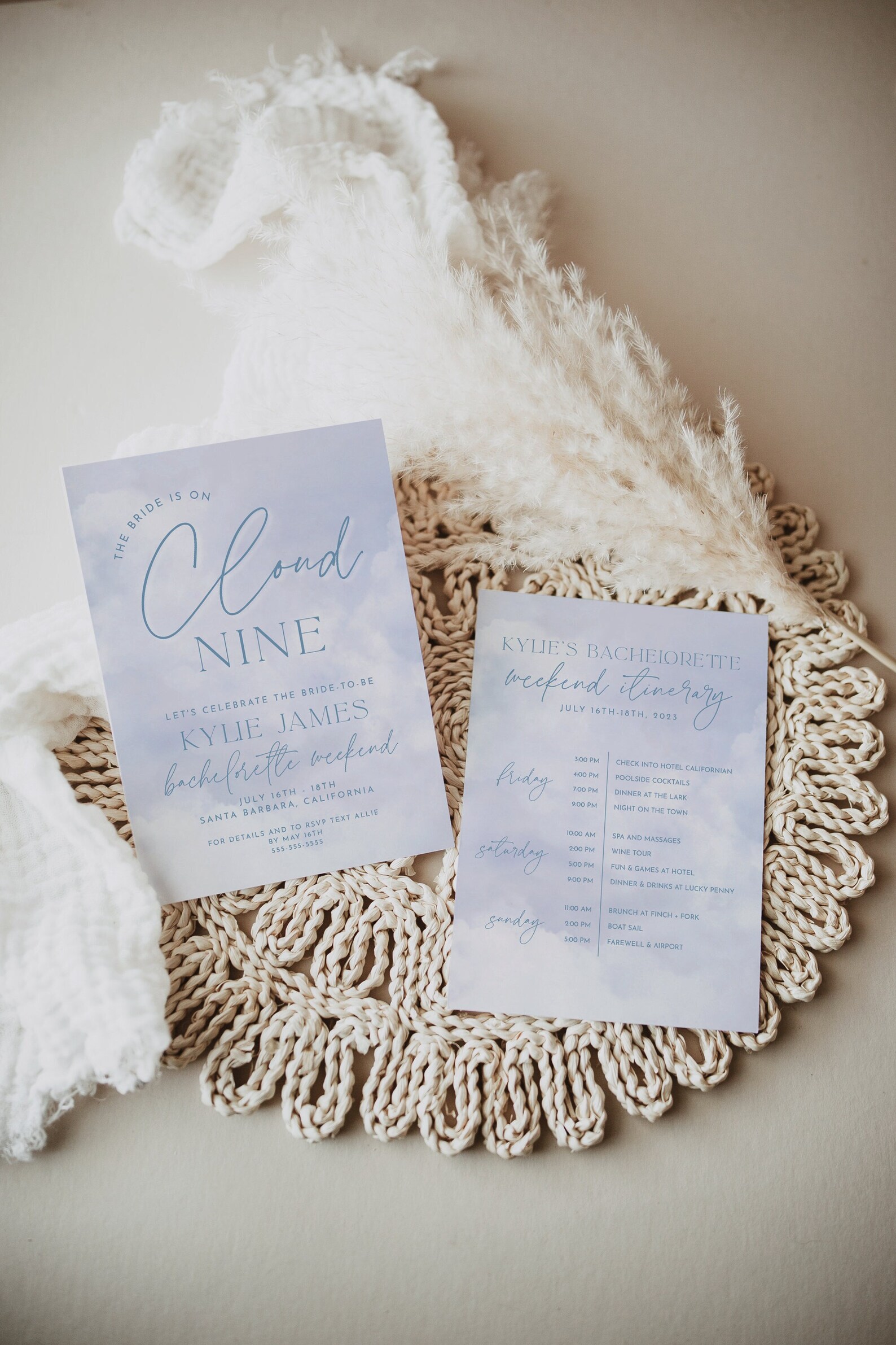 REESE | on Cloud Nine Bachelorette Weekend Invitation Itinerary ...