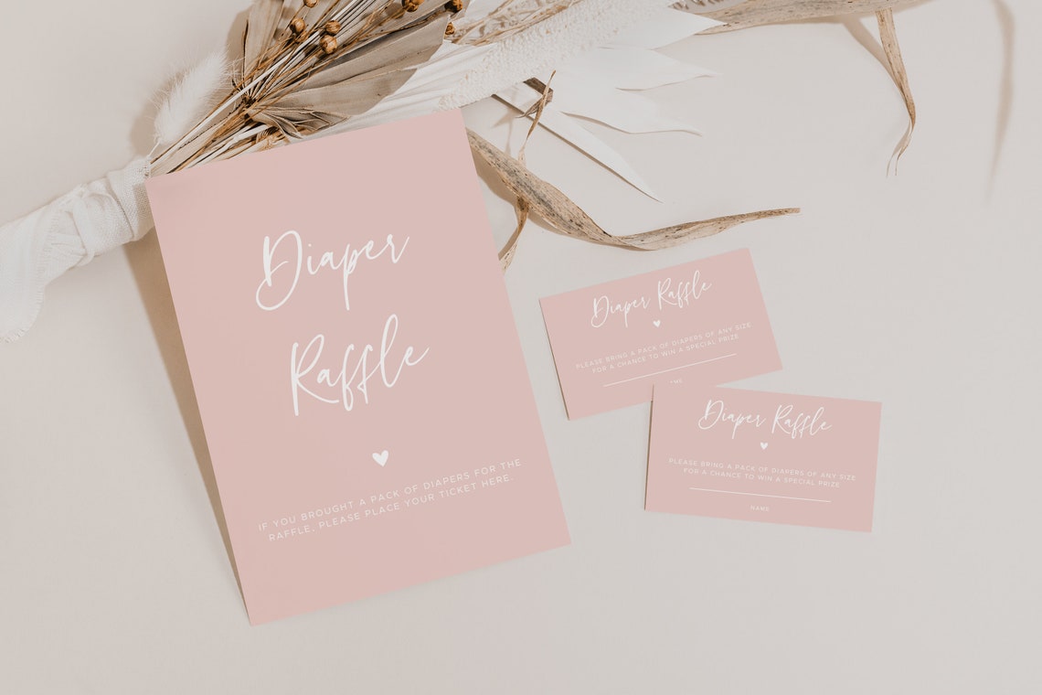 Blush Pink Baby Shower Diaper Raffle Sign & Insert Printable - Etsy