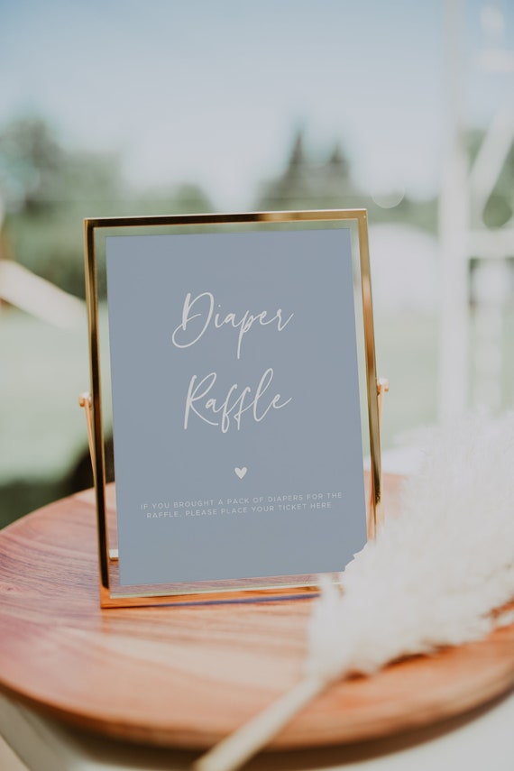 Dusty Blue Diaper Raffle Sign Baby Shower Diaper Raffle Sign | Etsy