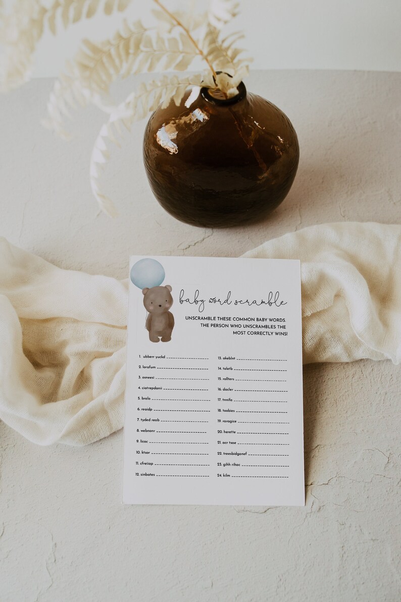 TEDDY Bear Baby Shower Word Scramble Game Baby Shower - Etsy
