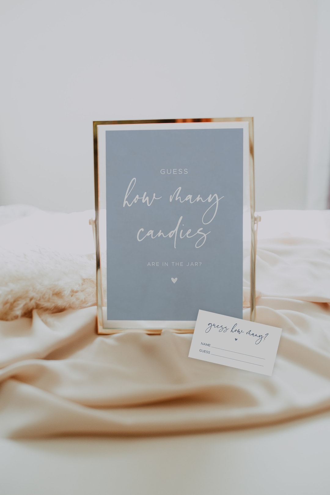 Dusty Blue Guess How Many Candies Sign, Baby Shower Candy Game Sign ...