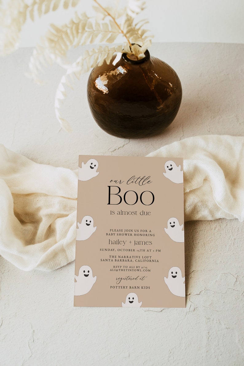 A Little Boo Baby Shower Invitation Set, Halloween Baby Shower Invite ...