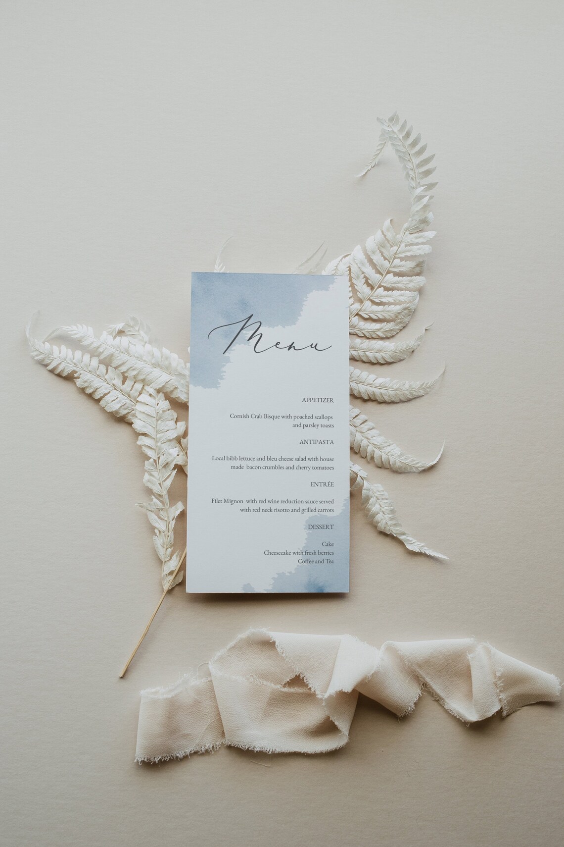 Blue Watercolor Editable Menu Wedding Menu Baby Shower Menu - Etsy