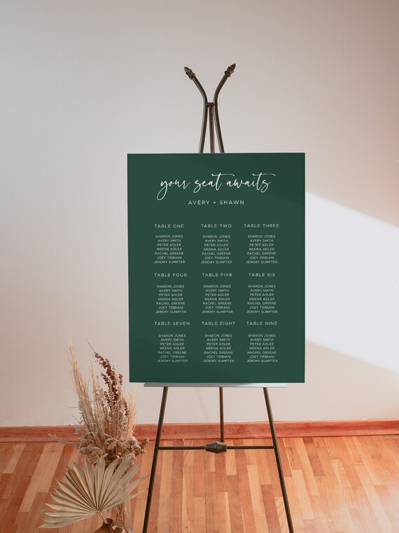 Printable Seating Chart Template Editable Seating Chart Sign | Etsy