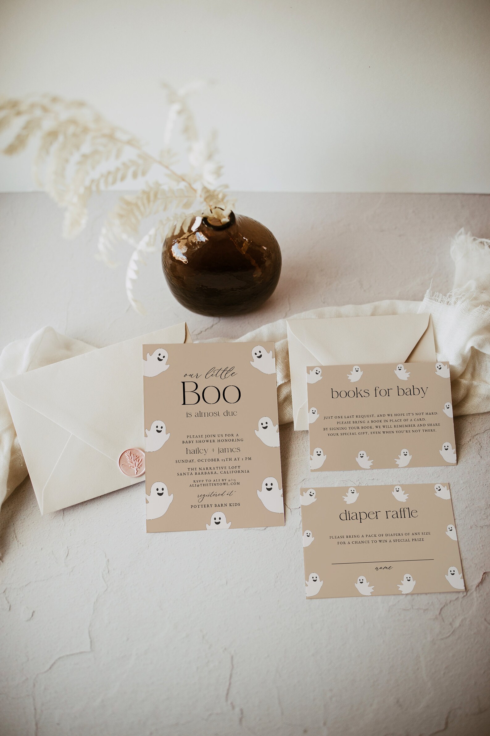 A Little Boo Baby Shower Invitation Set, Halloween Baby Shower Invite ...