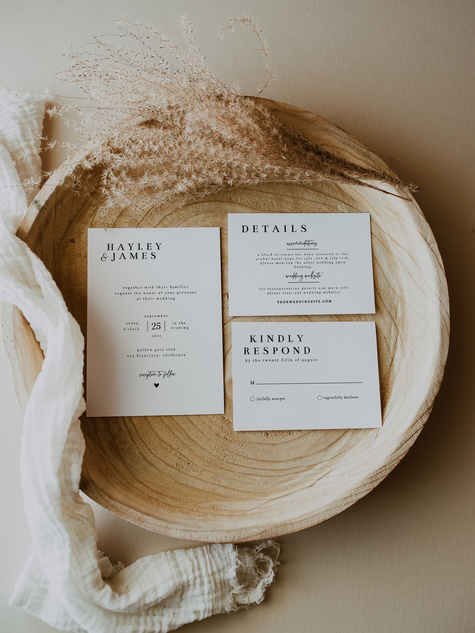 Minimalist Wedding Invitation Set INSTANT DOWNLOAD Modern | Etsy