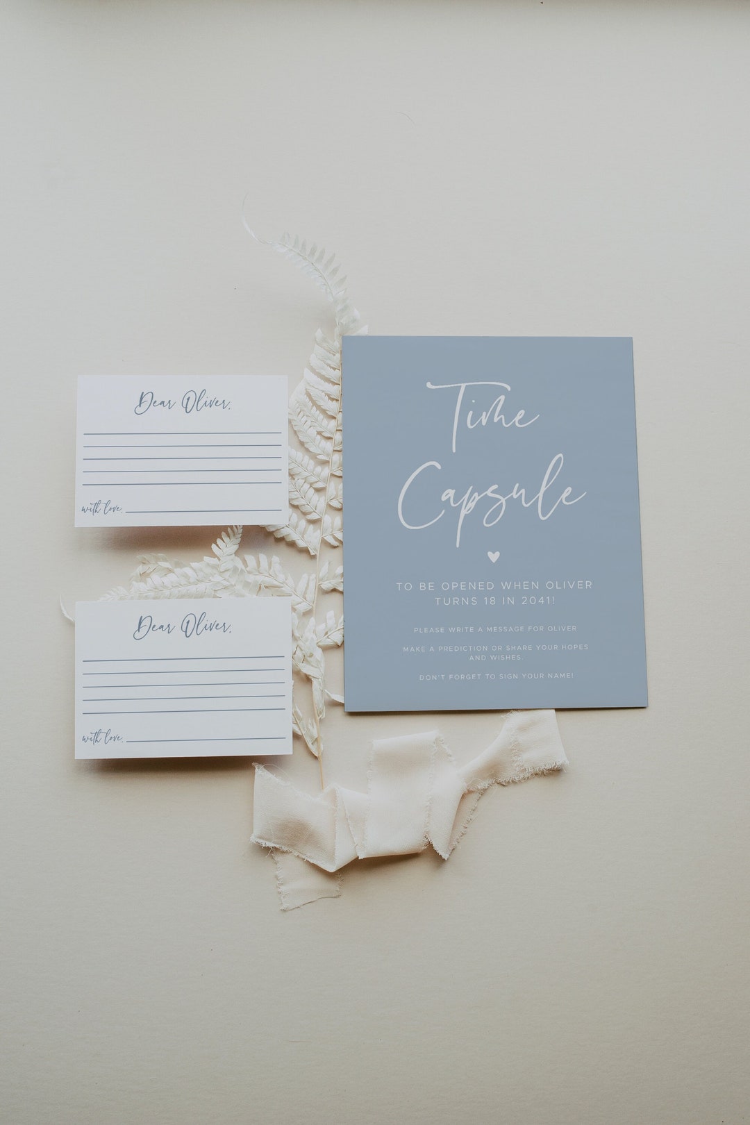 Dusty Blue Time Capsule Template, Boy Baby Shower Blue, 1st Birthday ...