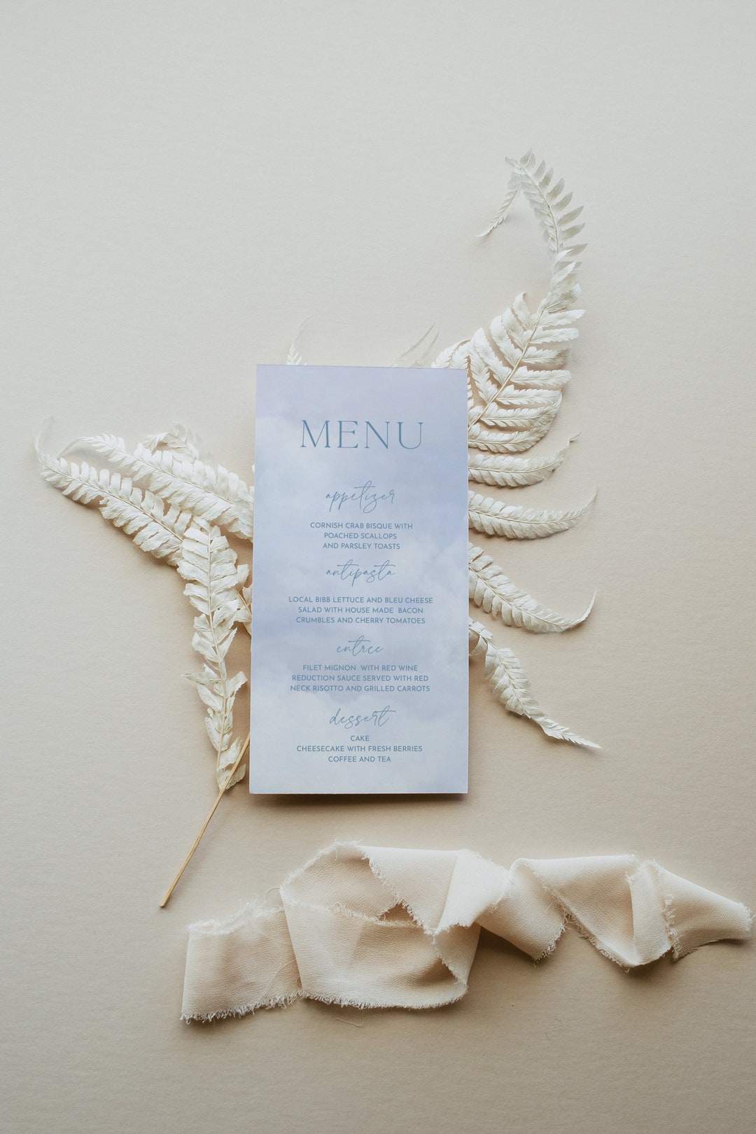 Cloud Blue Editable Menu Template, Cloud Editable, Digital Download ...