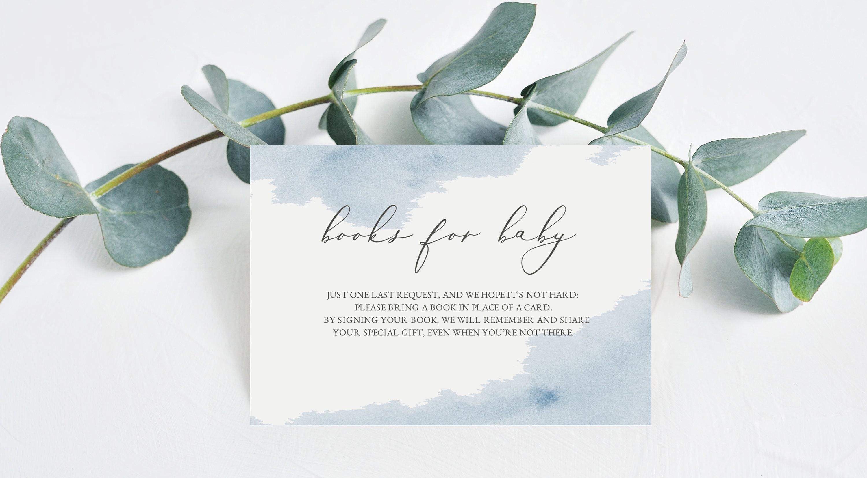 Blue Baby Shower Books for Baby Card, Books for Baby Insert, Books for ...