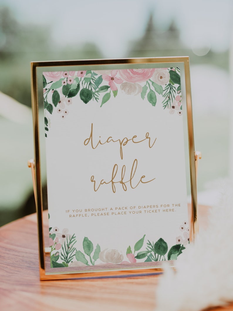 Diaper Raffle Printable Baby Shower Diaper Raffle Sign Blush - Etsy