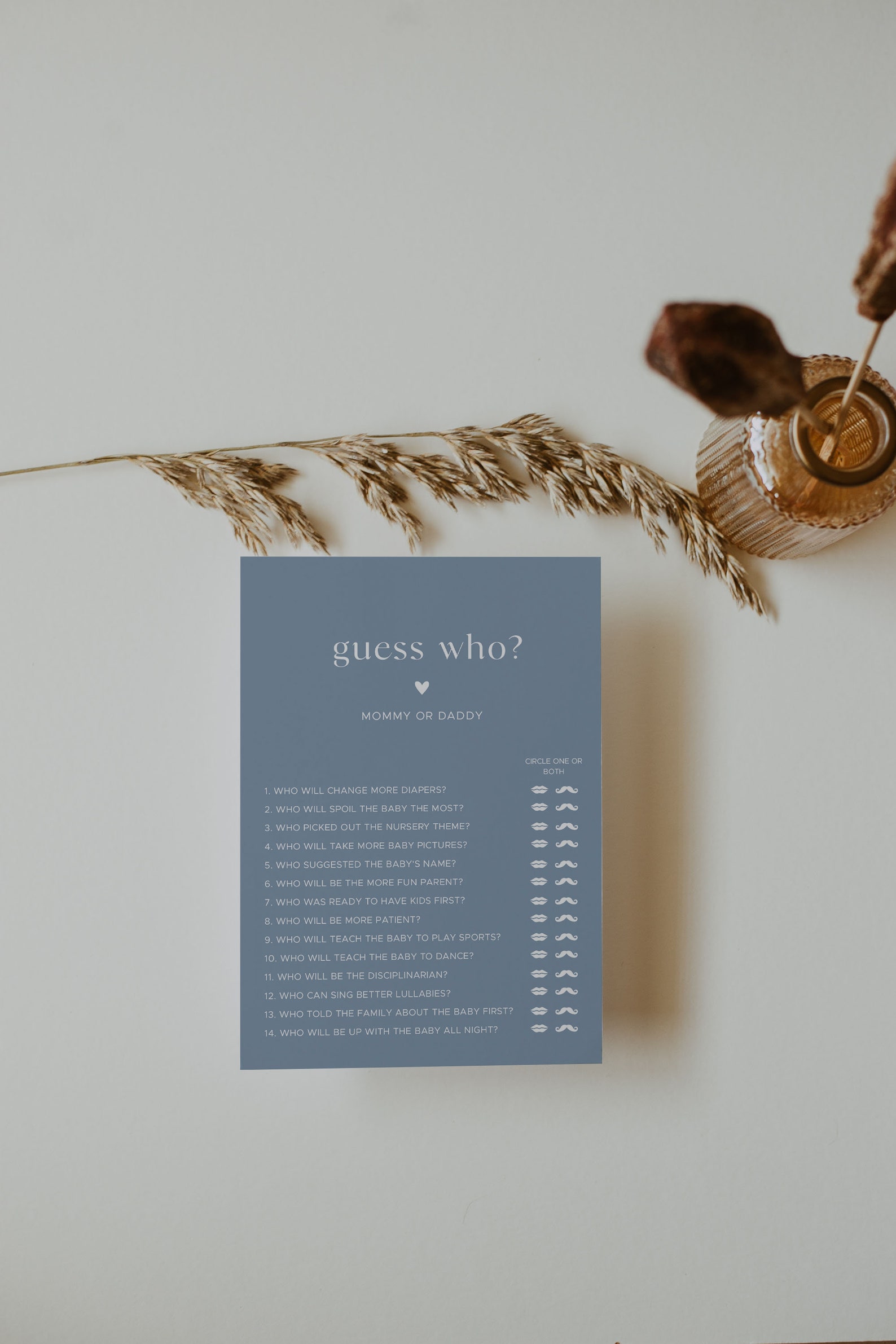Jayden | Dark Dusty Blue Baby Shower Invitation Bundle, Boho Baby ...