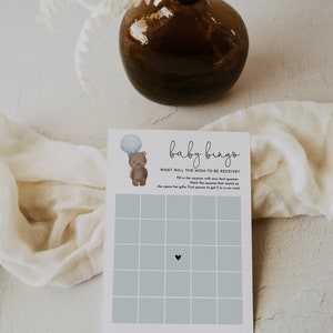 TEDDY | Bear Baby Shower Bingo Game, Baby Shower Games, Boy Baby Shower ...