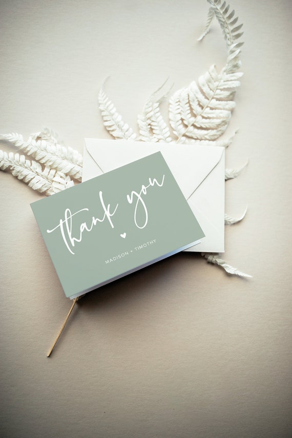 AVERY Sage Green Thank You Card Baby Shower Thank You - Etsy