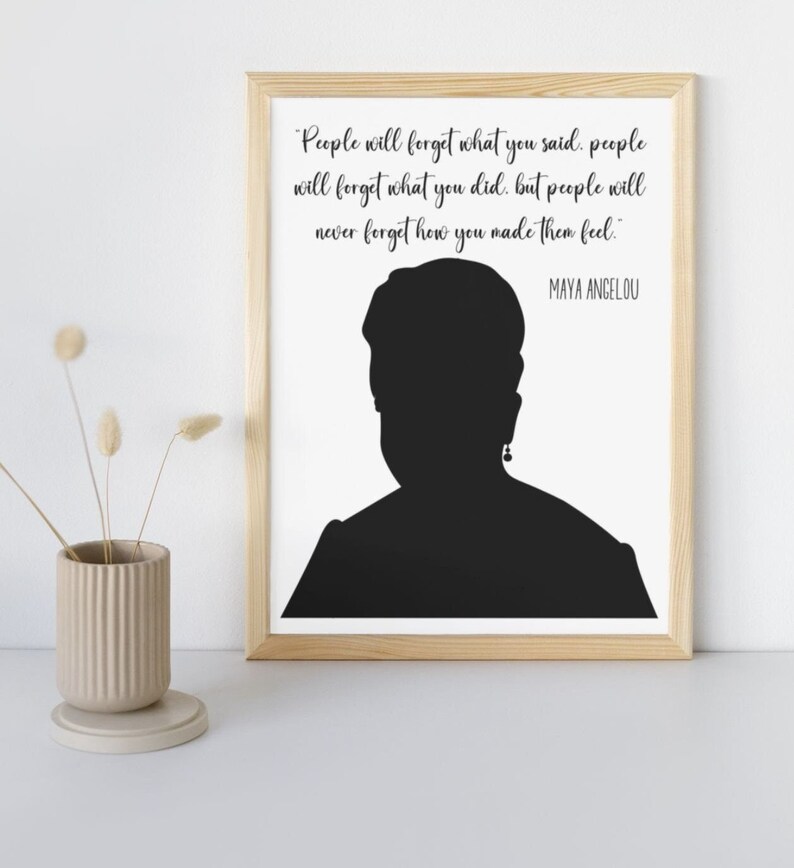 Maya Angelou Inspirational Wall Print - People Won't Forget How You ...