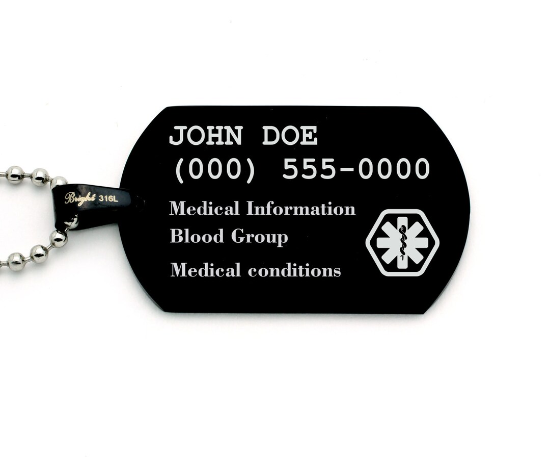 Custom Medical Alert Dog Tag, Aluminum Anodize for Men and Women's - Etsy