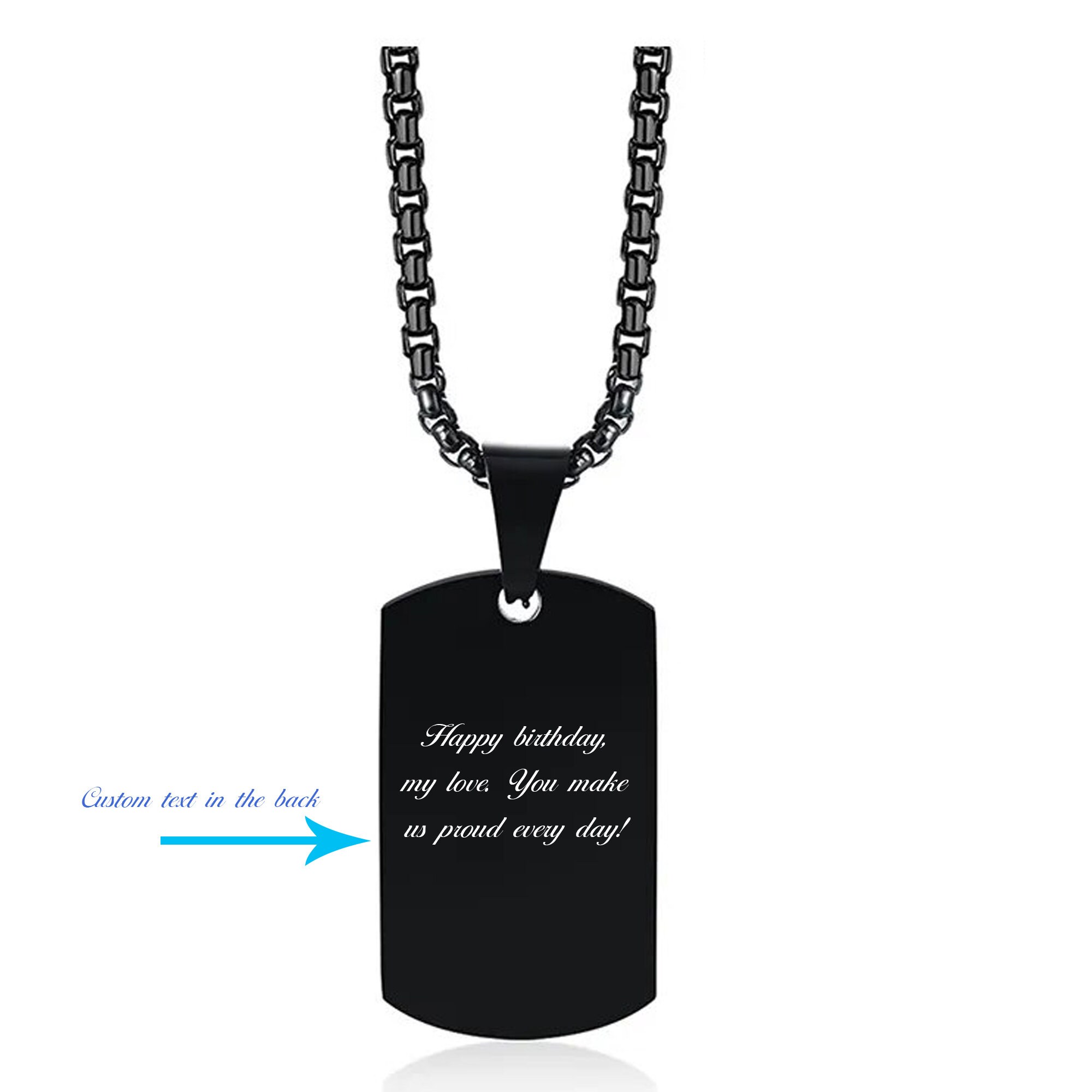 Custom Laser Engraved Stainless Steel Cross Dog Tag Necklace for Men ...