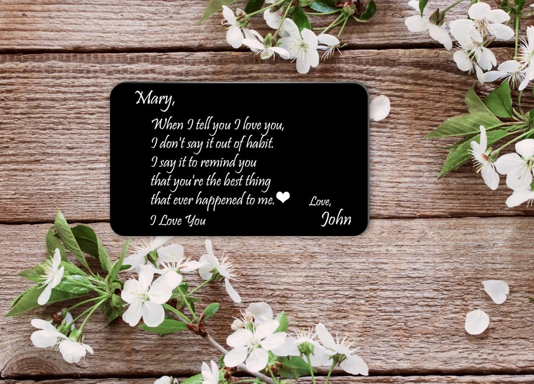 Engraved Aluminum Wallet Love Note. or Your Own Quotes. Insert, Wallet ...