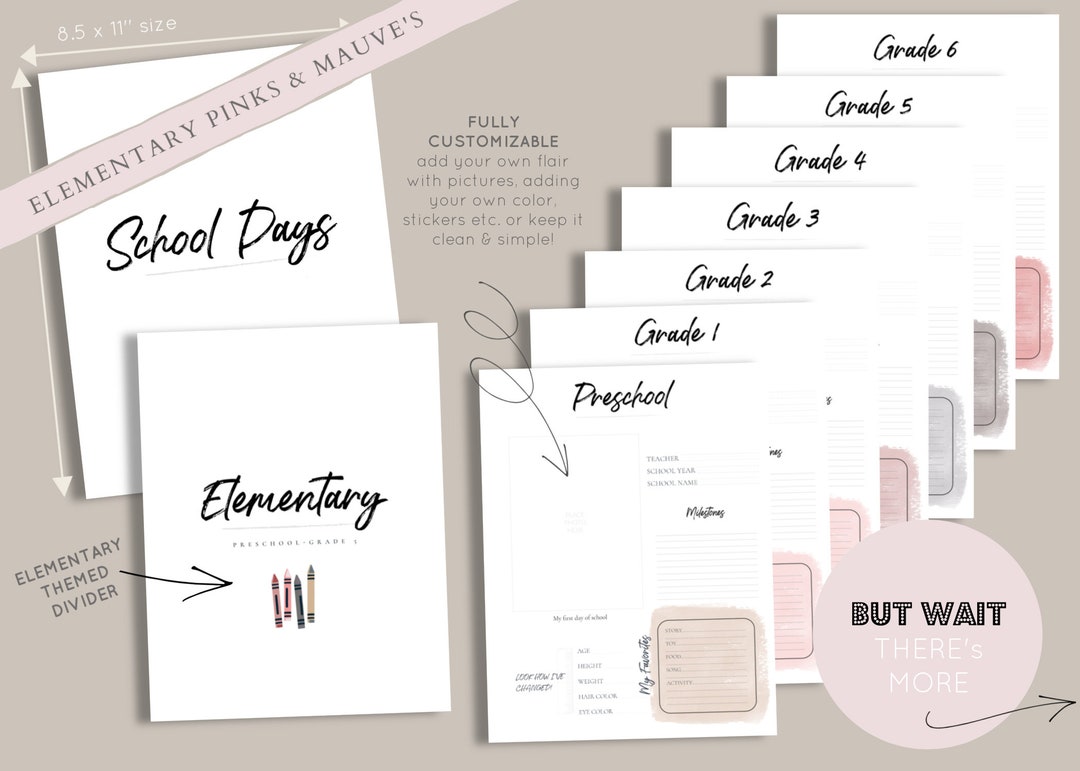 School Days Printable Elementary Memory Book - Etsy