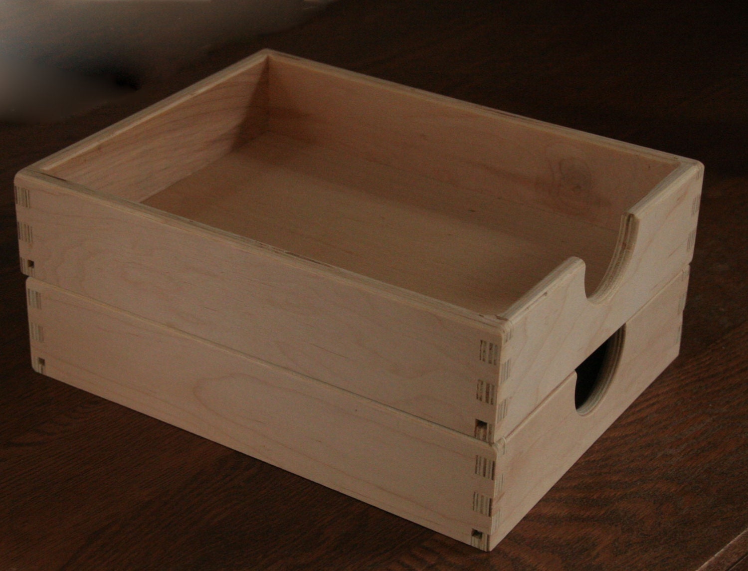 Desktop Wood Letter Tray, Organization Box open Front Holds Desk Items ...