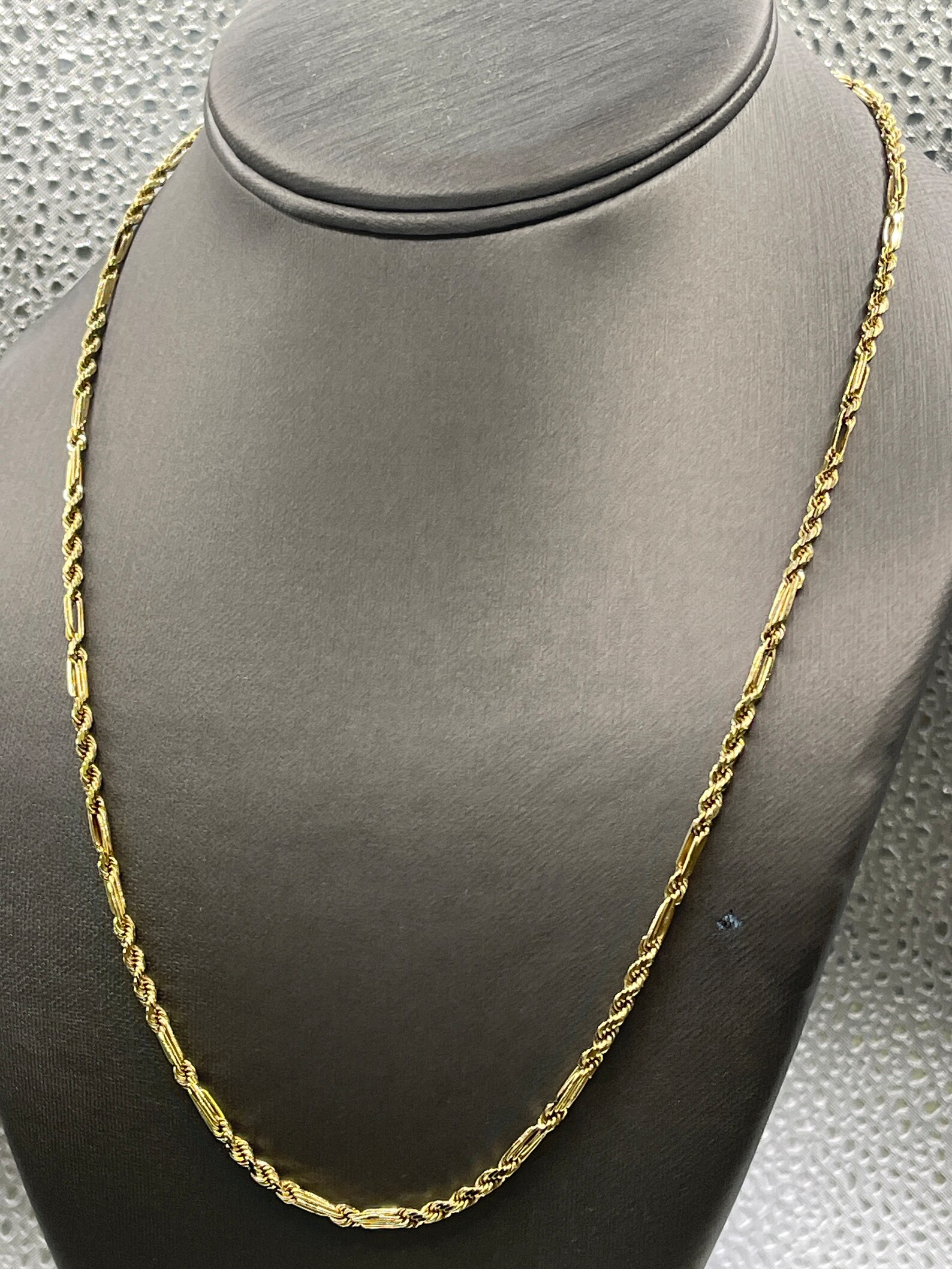 Ladies or Gents 14 Karat Yellow Gold Figaro Rope Solid Link Rope Chain ...