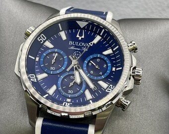 BULOVA Marine Star Blue Dial Silver Tone WATCH - Etsy BULOVA Marine Star Blue Dial Silver Tone WATCH - Etsy