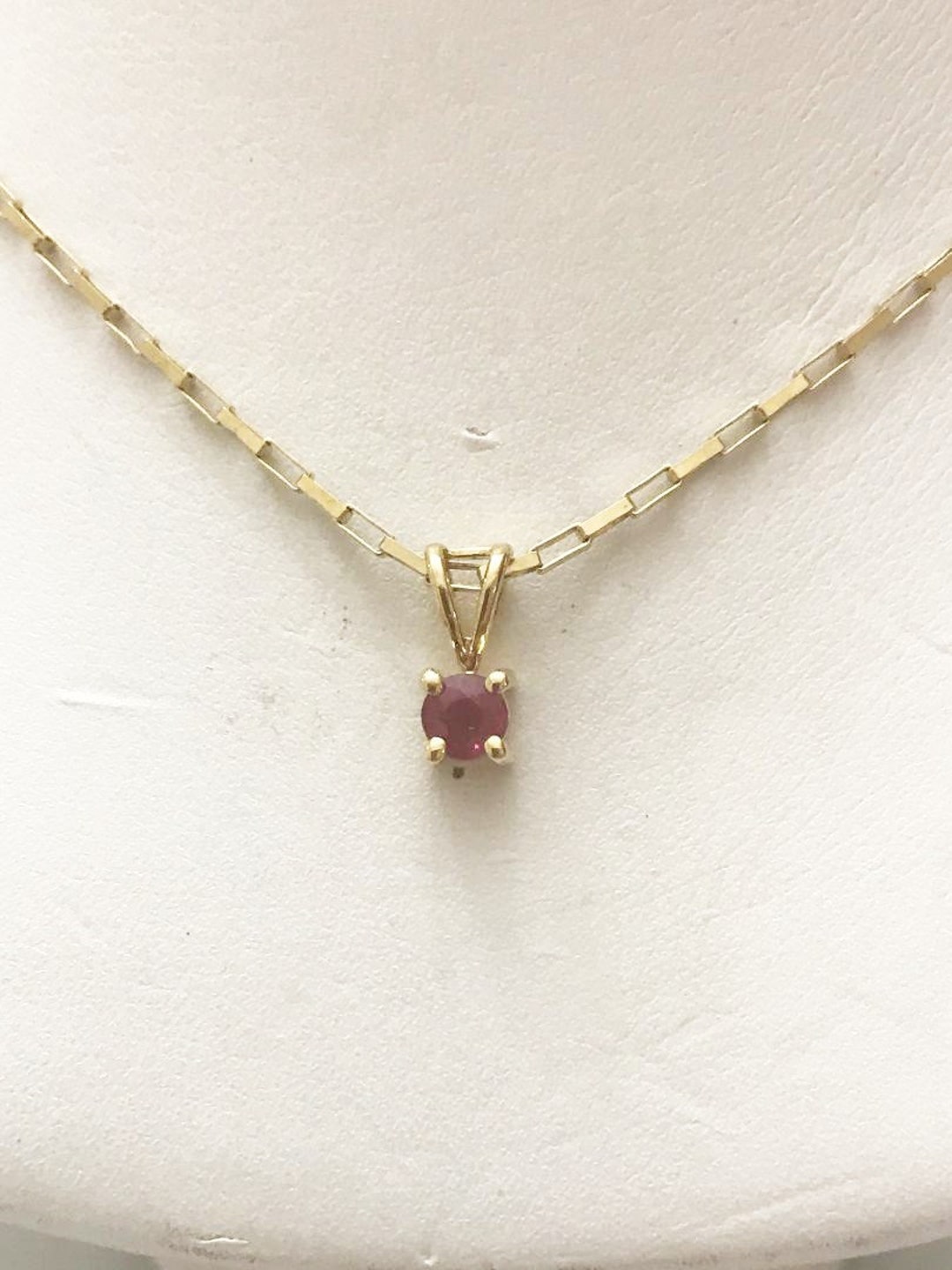 14KT Solid Yellow Gold Ruby Pendant - Etsy