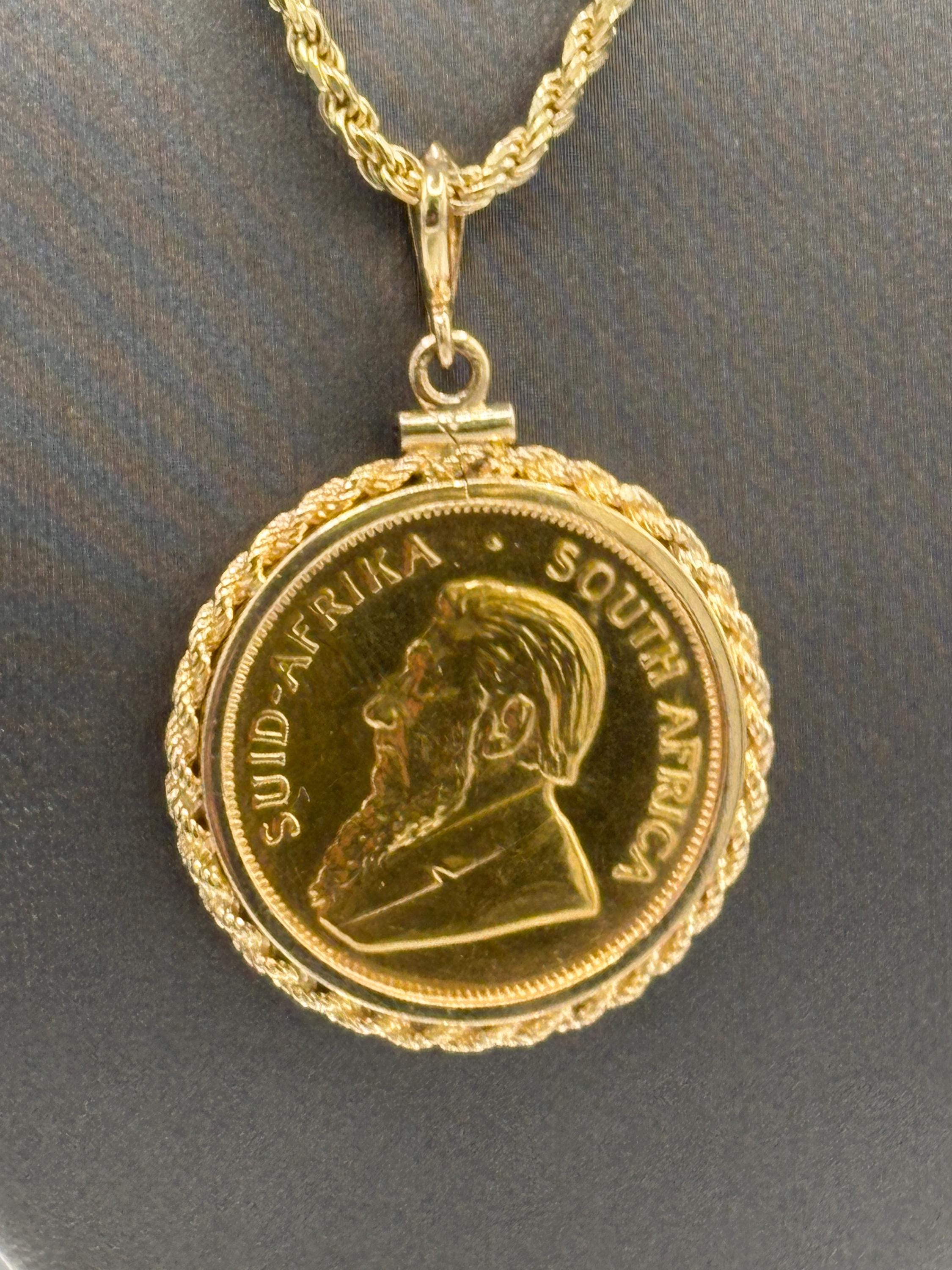Ladies/gents .999 1/2 Oz Krugerrand Gold Coin and Solid Rope Bezel ...