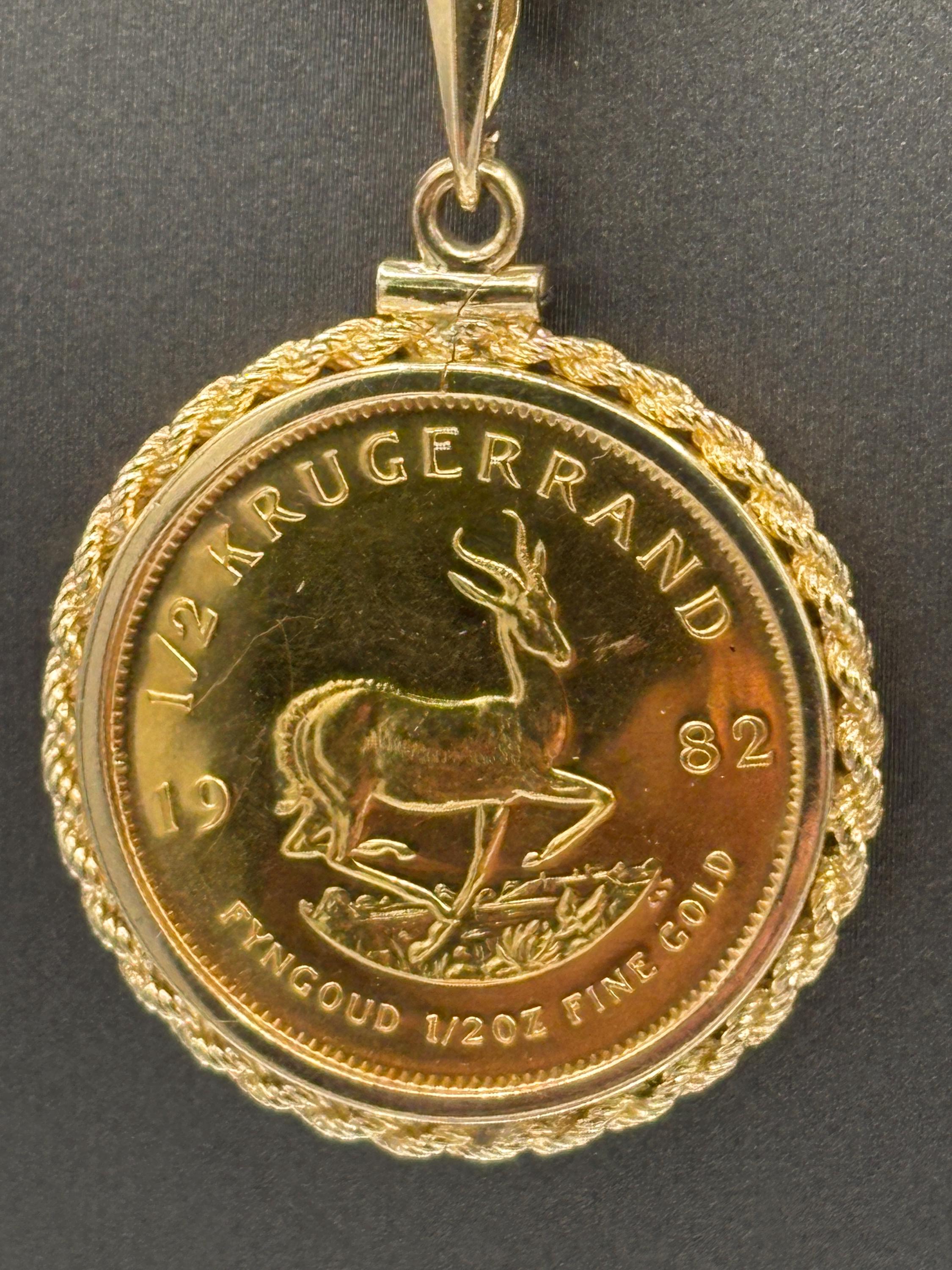 Ladies/gents .999 1/2 Oz Krugerrand Gold Coin and Solid Rope Bezel ...