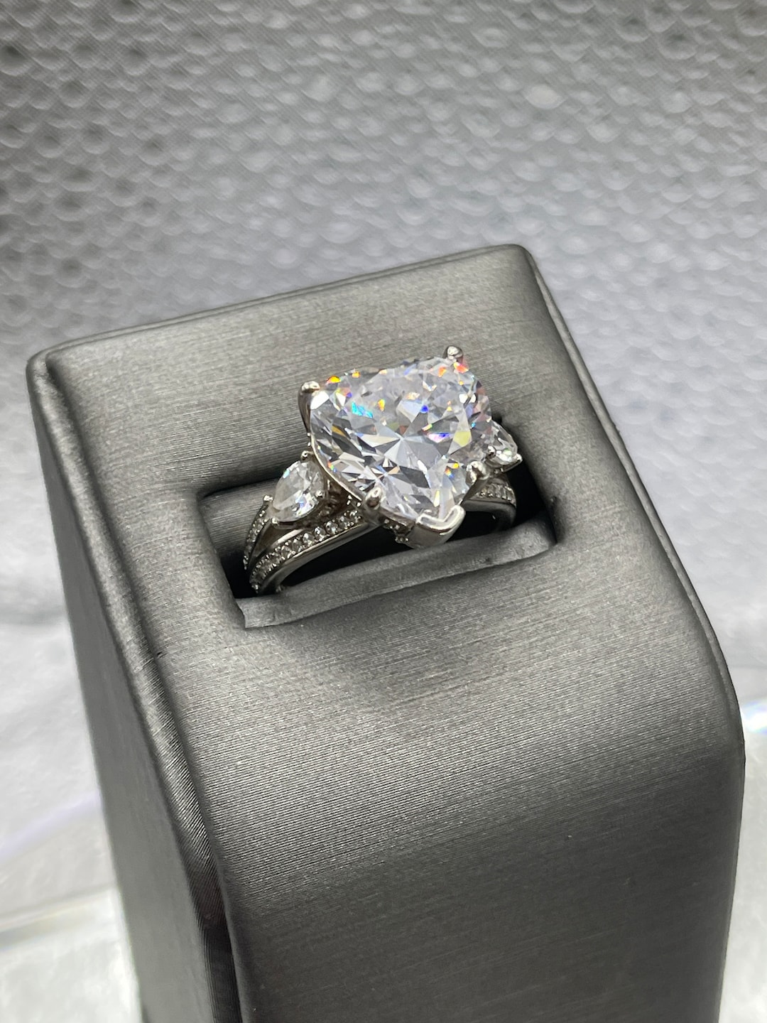 Ladies Sterling Silver and Heart-shaped Cubic Zircon Ring | Heart ...