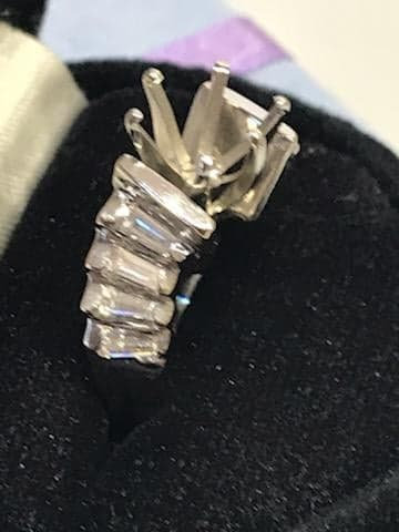 Ladies 14KT White Gold Diamond Remount With Baguettes - Etsy