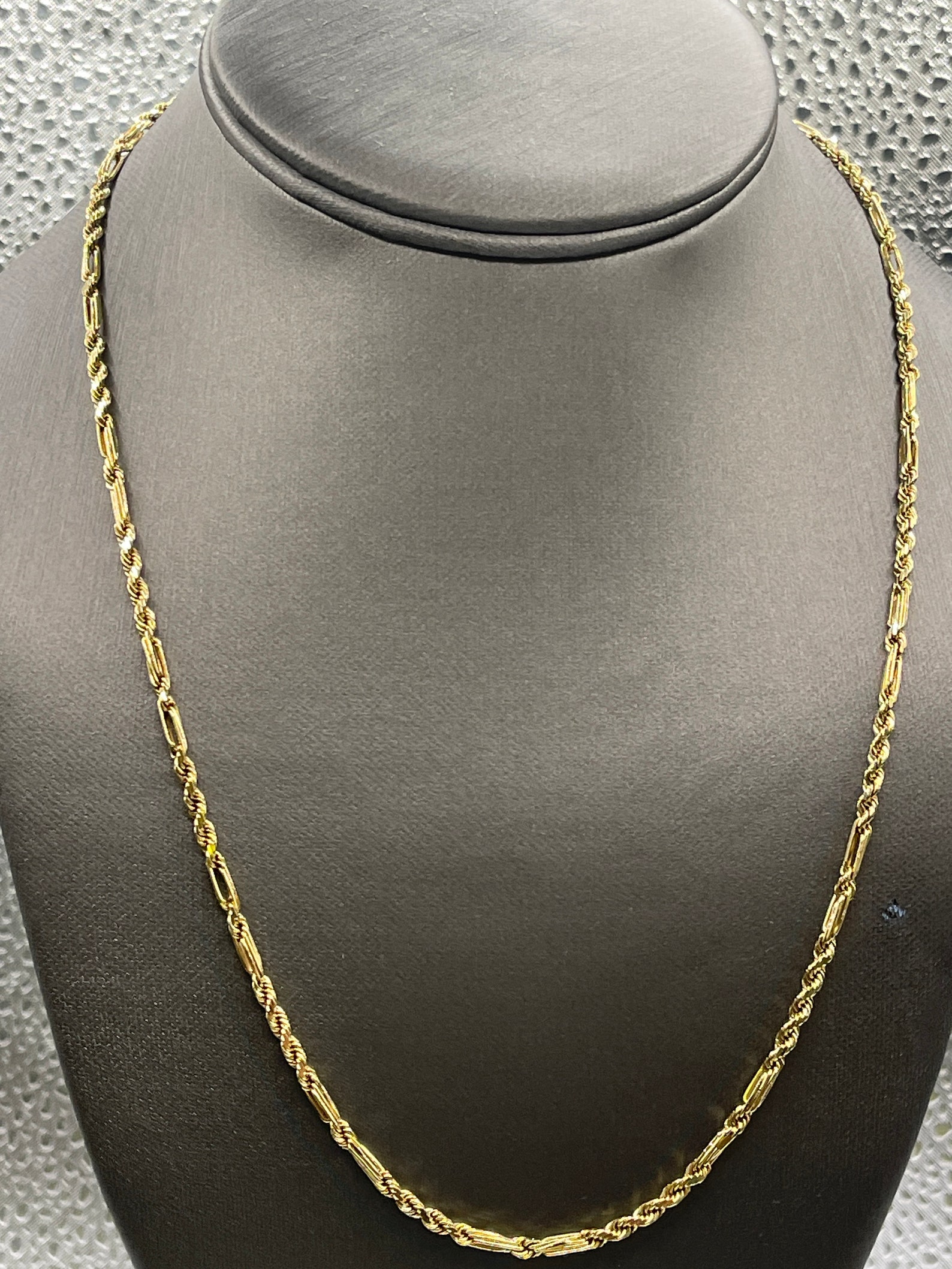 Ladies or Gents 14 Karat Yellow Gold Figaro Rope Solid Link Rope Chain ...