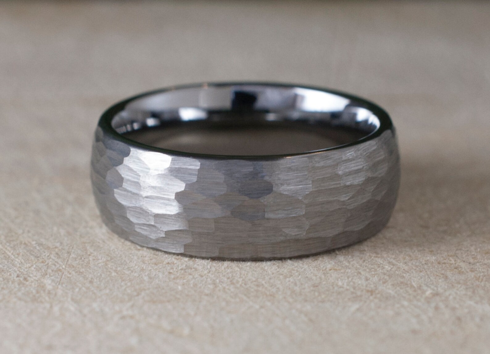 Hammered Tungsten Ring 8MM Grey Brushed Men Wedding Band Male - Etsy