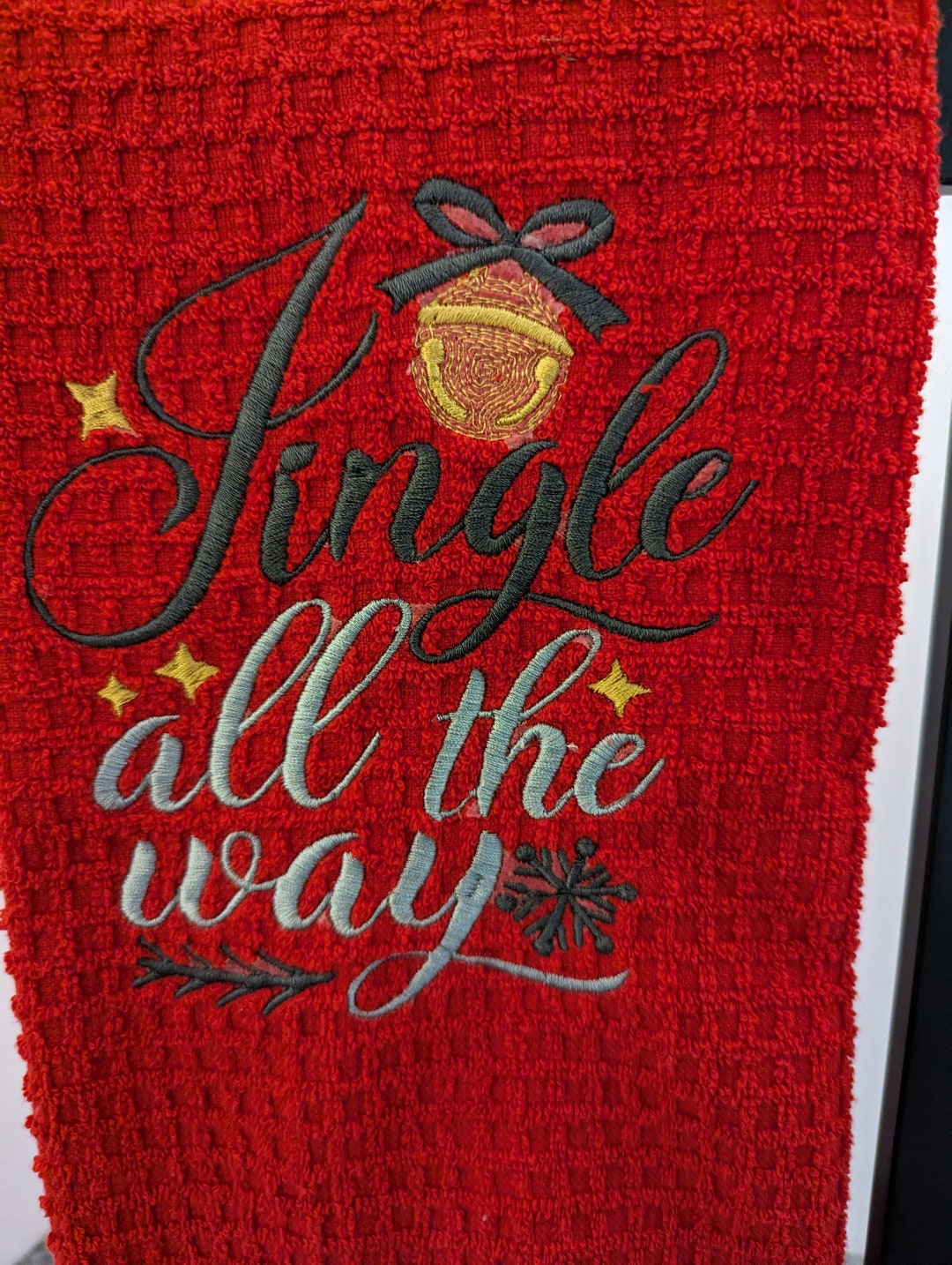 Jingle Bells Towel | Kitchen Holiday Towel | Bathroom Holiday Towel - Etsy